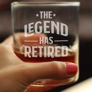 The Legend Has Retired - Whiskey Rocks Glass - Funny Retirement Gifts for Boss or Coworkers - 10.25 Oz