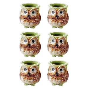 cabilock 6 pcs owl flower pot owl ceramic succulent planter pots window planter mini flower planter mini succulent pot window flower pot bonsai pot succulent vase indoor ceramics animal