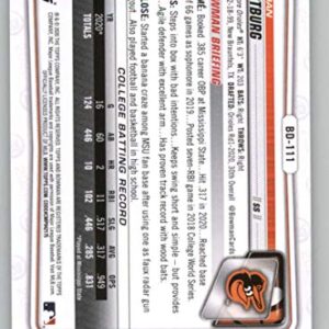 2020 Bowman Draft #BD-111 Jordan Westburg RC Rookie Baltimore Orioles Baseball Trading Card