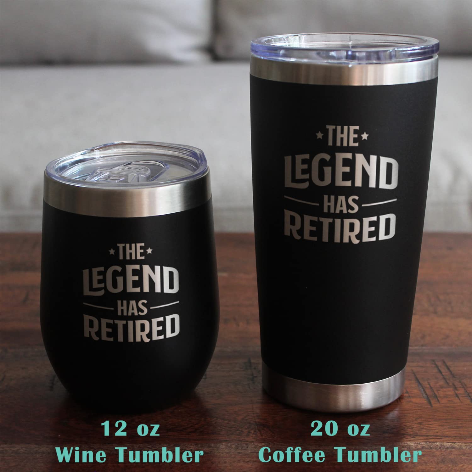 The Legend Has Retired - Stemless Wine Glass - Funny Retirement Gifts for Boss or Coworkers - Large 17 Ounce Size