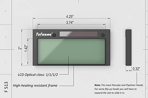 Tefuawe Auto Darkening Welding Lens, True Color Blue Technology, Variable Shade 5-13, 2x4.25 with 2pcs Replacement Outside Cover Lens for Pipeliner Welding Hood