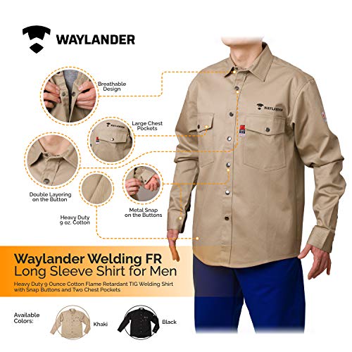 Waylander BROKK Welding FR Flame Resistant Long Sleeve Shirt for Men 9Oz Welding Shirt