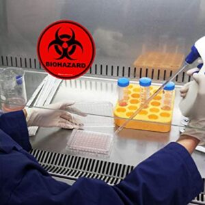 Ignixia Biohazard Sign Decals (Pack of 10) Round Stickers for Hospitals, Labs, and Industrial use Universal Biohazard Symbol