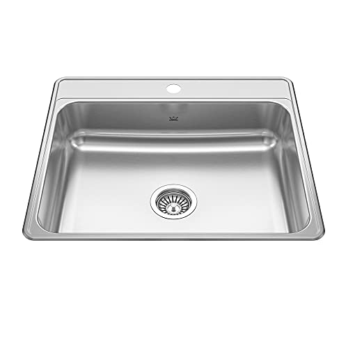 KINDRED CSLA2522-8-1CBN Creemore 25-in LR x 22-in FB x 8-in DP Drop In Single Bowl 1-Hole Stainless Steel Kitchen Sink, 25" x 22"