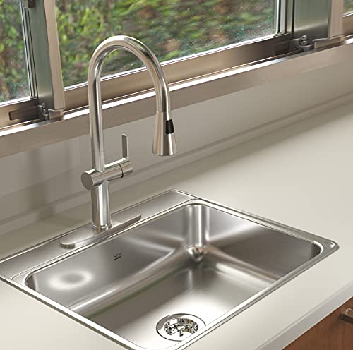 KINDRED CSLA2522-8-1CBN Creemore 25-in LR x 22-in FB x 8-in DP Drop In Single Bowl 1-Hole Stainless Steel Kitchen Sink, 25" x 22"