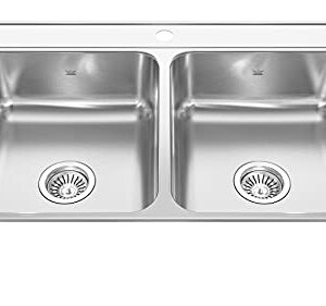 KINDRED CDLA3322-7-1N Creemore 33-in LR x 22-in FB x 7-in DP Drop In Double Bowl 1-Hole Stainless Steel Kitchen Sink, 33" x 22"