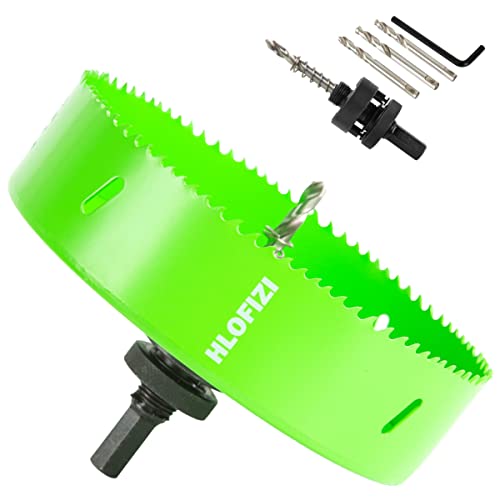 HLOFIZI 6-1/4 Hole Saw 6.25 Bit HSS Bi-Metal Cutter for Wood Metal Drywall Sheetrock Plastic with 1.5 Inch Deep