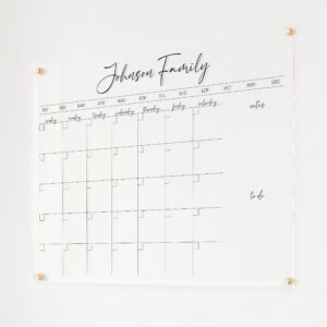 dry erase acrylic calendar for wall, clear modern calendar