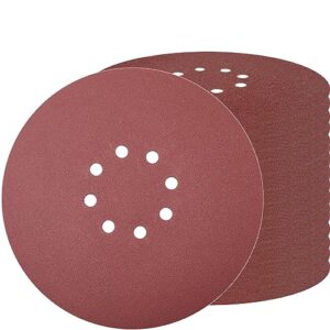 sackorange 30 pack 9 inch 8 hole 150 grits drywall sanding discs -premium sandpaper discs with hook & loop backing, fast cutting aluminum oxide abrasive - for 9" drywall power sander, sand wood