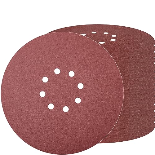 SACKORANGE 30 Pack 9 Inch 8 Hole 150 Grits Drywall Sanding Discs -Premium Sandpaper Discs with Hook & Loop Backing, Fast Cutting Aluminum Oxide Abrasive - for 9" Drywall Power Sander, Sand Wood