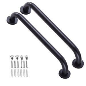 2 pack 16 inch matte black shower grab bar,zuext stainless steel wall mount safety grab bar handle,bathroom balance bar, safety hand rail support - handicap, elderly, injury, senior assist bath handle