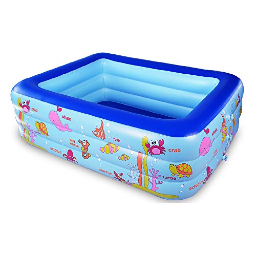 Inflatable Pool for Kids, Family Kiddie Pool 70" x 55" x 24" Blow Up Pool, Ocean World Kids Swimming Pool for Backyard, Garden, Outdoor, Party, Ball Pit Pool