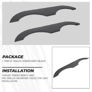 ECOTRIC Tandem Trailer Fender Skirt for RVs Campers and Trailers - Black