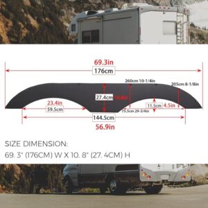 ECOTRIC Tandem Trailer Fender Skirt for RVs Campers and Trailers - Black