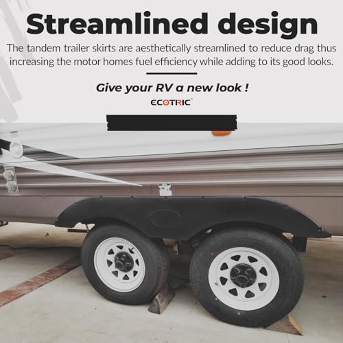 ECOTRIC Tandem Trailer Fender Skirt for RVs Campers and Trailers - Black