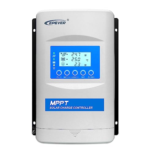 EPEVER MPPT Solar Charge Controller 40A 12/24/36/48V Auto Solar Panels Max PV 150V Common Negative Ground Solar Regulator LED & LCD Display for Gel Sealed Flooded Lithium Type (XTRA4415N)