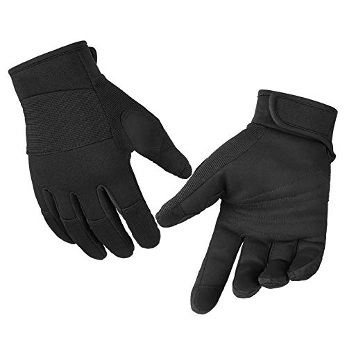 OZERO Work Gloves for Men Women 2-Pairs Light Duty Glove Synthetic Leather Palm Breathable Dexterity Touchscreen Mechanic Gloves Black Medium