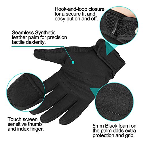 OZERO Work Gloves for Men Women 2-Pairs Light Duty Glove Synthetic Leather Palm Breathable Dexterity Touchscreen Mechanic Gloves Black Medium