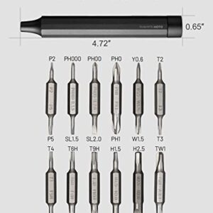 HOTO Precision Screwdriver Sets, 24-in-1 Manual Screwdriver, 24 pcs Tough S2 Steel Bits, Manual Pen Shape, Ideal for Electronics, Glasses and Bracelets, Slate Grey