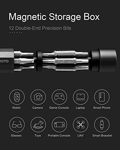 HOTO Precision Screwdriver Sets, 24-in-1 Manual Screwdriver, 24 pcs Tough S2 Steel Bits, Manual Pen Shape, Ideal for Electronics, Glasses and Bracelets, Slate Grey