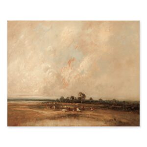 coastal marsh landscape print - vintage sunset art, french country cloud print - unframed