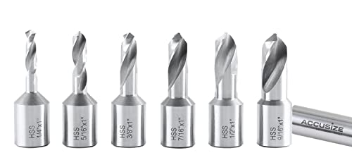 Accusize Industrial Tools 6pcs/Set H.S.S. Fully Ground Drill Set with 3/4" Weldon Shank, 1inch Cutting Depth, 0519-2501