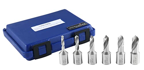 Accusize Industrial Tools 6pcs/Set H.S.S. Fully Ground Drill Set with 3/4" Weldon Shank, 1inch Cutting Depth, 0519-2501