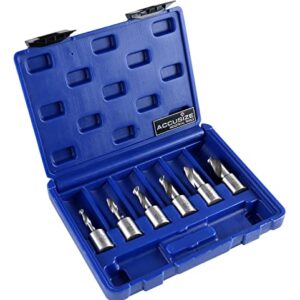 Accusize Industrial Tools 6pcs/Set H.S.S. Fully Ground Drill Set with 3/4" Weldon Shank, 1inch Cutting Depth, 0519-2501