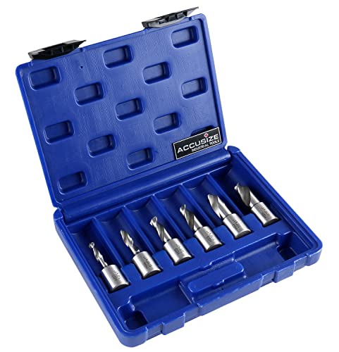 Accusize Industrial Tools 6pcs/Set H.S.S. Fully Ground Drill Set with 3/4" Weldon Shank, 1inch Cutting Depth, 0519-2501