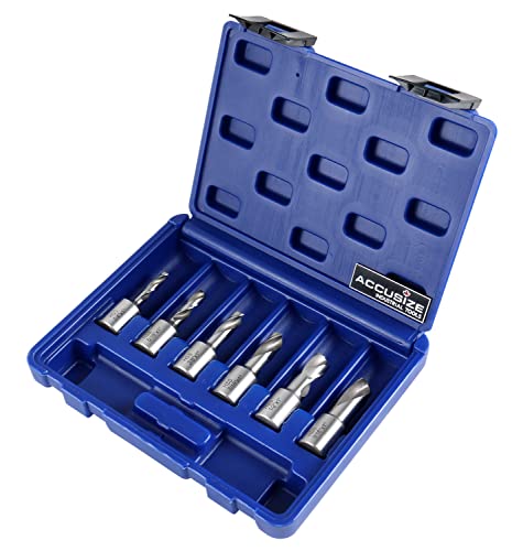 Accusize Industrial Tools 6pcs/Set H.S.S. Fully Ground Drill Set with 3/4" Weldon Shank, 1inch Cutting Depth, 0519-2501