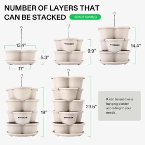 VIVOSUN 2-Pack 5 Tier Vertical Gardening Stackable Planter for Strawberries, Flowers, Herbs, Vegetables Ivory