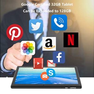 Tablet, 10 inch Android Tablets, 32GB ROM 128GB Expansion, WiFi, Bluetooth, 6000mAh Long Life Battery, 5+13MP Dual Camera &Speaker, Black