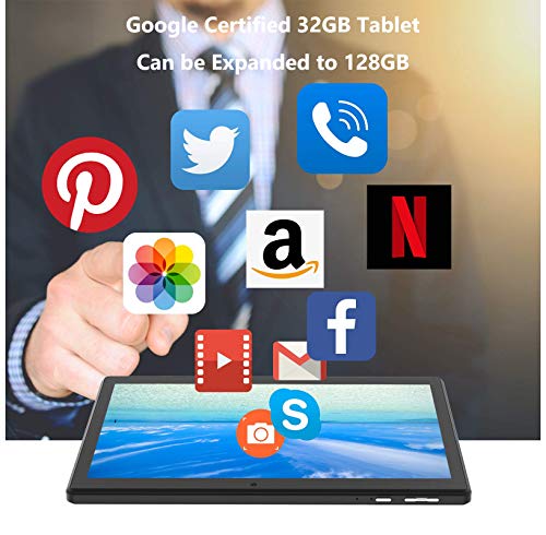 Tablet, 10 inch Android Tablets, 32GB ROM 128GB Expansion, WiFi, Bluetooth, 6000mAh Long Life Battery, 5+13MP Dual Camera &Speaker, Black