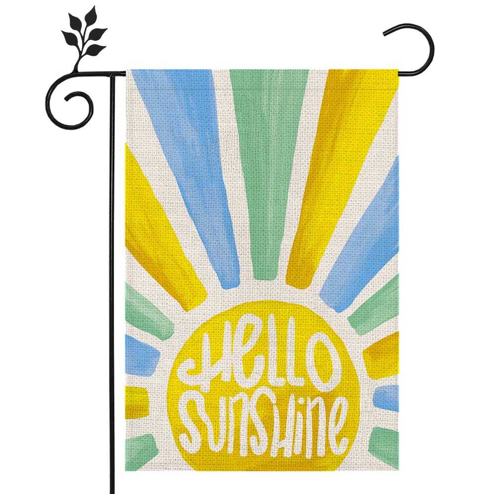 CROWNED BEAUTY Hello Sunshine Summer Garden Flag 12×18 Inch Double Sided Vertical Yard Outdoor Decoration CF149-12