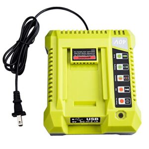 compatible with ryobi battery charger op401 40v, waxpar op401 battery charger compatible with ryobi 40v lithium battery op4015 op4026 op4026a op4030 op4040 op4050 op4050a