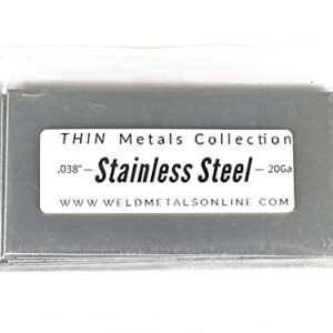 Thin Metals TIG Welding Starter Kit - 20 Carbon Steel .036” Coupons, 20 Stainless Steel .038" Coupons, 20 Aluminum .032" Coupons - 1 Universal Tungsten - Carbon Steel, Stainless Steel, Aluminum Filler