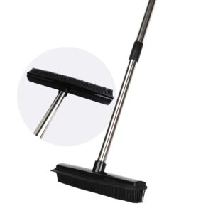 Pet Hair Rubber Broom Floor Brush for Carpet Dog Hair Remover with Built in Squeegee Silicone Broom Suitable for All Surface