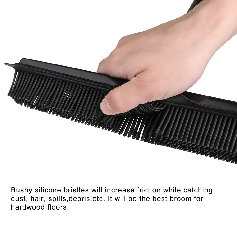 Pet Hair Rubber Broom Floor Brush for Carpet Dog Hair Remover with Built in Squeegee Silicone Broom Suitable for All Surface