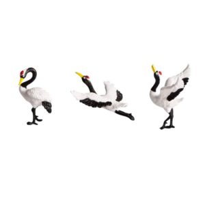 doitool 3pcs miniature feathered red-crowned crane fake birds statue fairy garden ornaments plant pots bonsai crafts micro landscape decoration