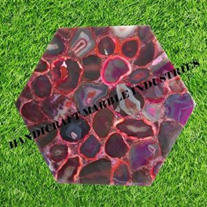 Pink Agate Table Top, Natural Agate Table, Stone Coffee Table Living Room Home Decor New Year's Gift Valentine's Day Gift 30X30 Inch Best Buy Crimson agate,