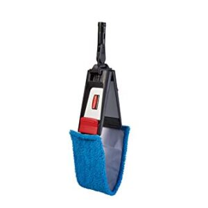 Rubbermaid Commercial Products Microfiber Adaptable Flat Mop Pad, Blue, Removes Viruses & Bacteria, Washable, for Heavy-Duty Cleaning on Hardwood/Tile/Laminated Floors in Kitchen/Lobby/Office Large