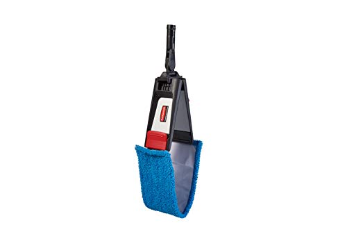 Rubbermaid Commercial Products Microfiber Adaptable Flat Mop Pad, Blue, Removes Viruses & Bacteria, Washable, for Heavy-Duty Cleaning on Hardwood/Tile/Laminated Floors in Kitchen/Lobby/Office Large