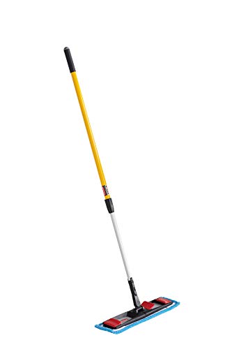 Rubbermaid Commercial Products Microfiber Adaptable Flat Mop Kit for WaveBrake, Yellow, Extendable Handle, for Heavy-Duty Cleaning/Hardwood/Tile/Laminated Floors in Kitchen/Lobby/Office