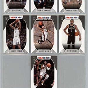 2020-21 Panini NBA Hoops Brooklyn Nets Veteran Team Set (NO ROOKIES) of 7 Cards. Included in this set are 33 Kyrie Irving, 51 Spencer Dinwiddie, 86 Taurean Prince, 145 DeAndre Jordan, 175 Jarrett Allen, 189 Kevin Durant, 193 Caris LeVert