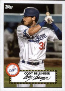 2021 topps series 1 baseball 1952 topps redux #t52-22 cody bellinger los angeles dodgers official mlb trading card