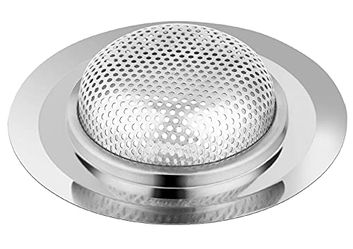 Rahano Kitchen Sink Strainer, Stainless Steel Drain Filter, Anti-Clogging Sink Drain Strainer, Basket Catcher With Large Wide Rim 4.5 inch Diameter, For Most Sink Drains, Dishwasher Safe