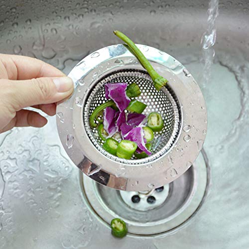 Rahano Kitchen Sink Strainer, Stainless Steel Drain Filter, Anti-Clogging Sink Drain Strainer, Basket Catcher With Large Wide Rim 4.5 inch Diameter, For Most Sink Drains, Dishwasher Safe