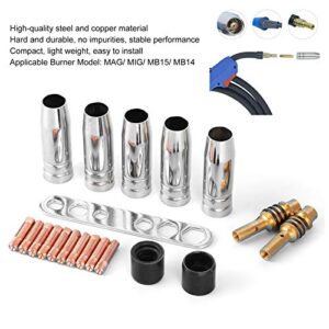 Welder Nozzle,20Pcs/Set 12mm 0.8mm Welder Nozzle Contact Welding Tip Fit Compatible with MAG/MIG/MB15/MB14 Burner