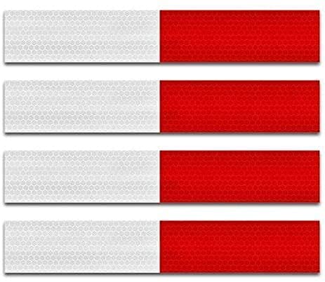 Gzyqzda Reflective Tape Reflective Tape for Trailers 2”x12'', 10pack Waterproof Self Adhesive Auto Truck Reflector Strips Hazard Caution Warning Sticker for Road Signs, Trucks, RVs, Cars (White + Red)