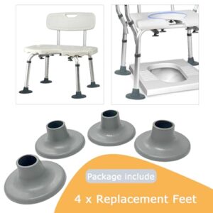 Toilet Chair Safety Replacement Feet, Shower Stools and Transfer Bench Anti-Slip Cap Mat for Elderly Disable,4 Pcs(1-1/8")